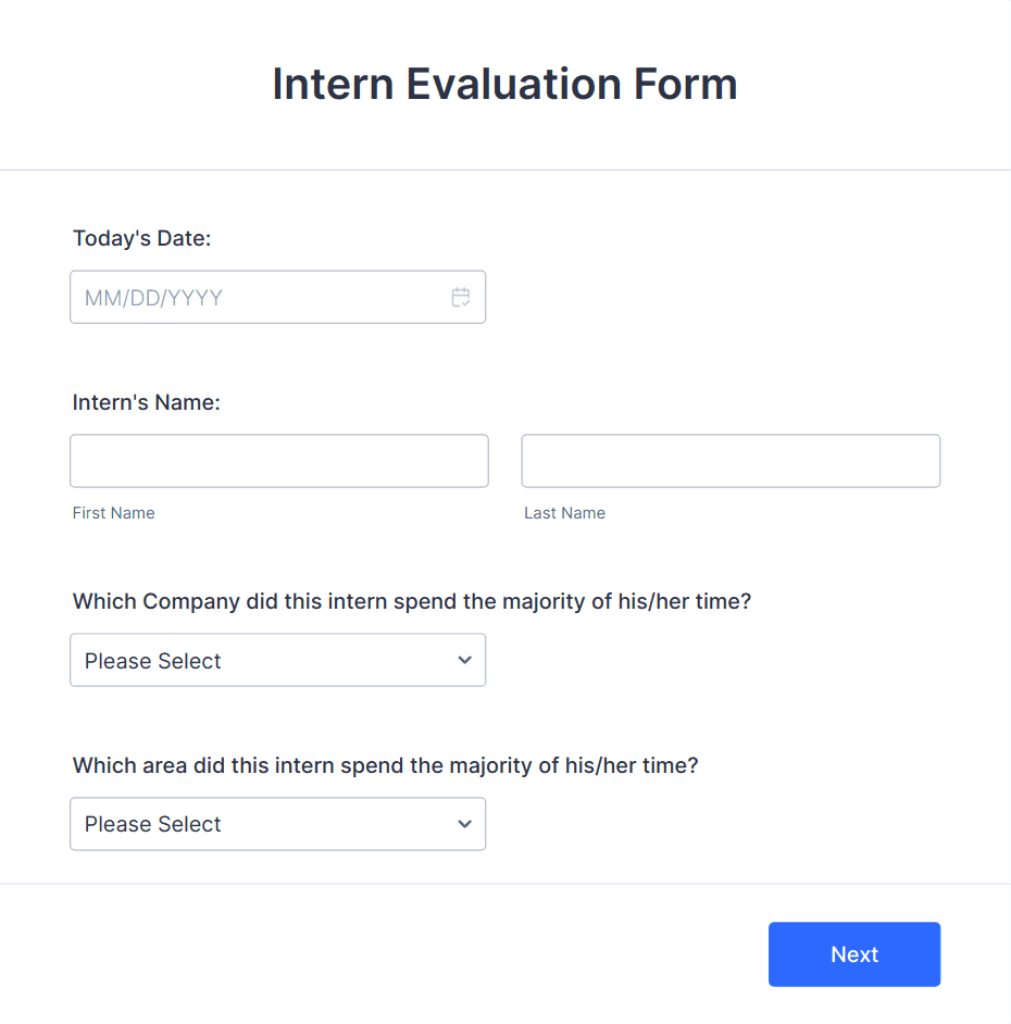 Intern Evaluation Form Template | Jotform