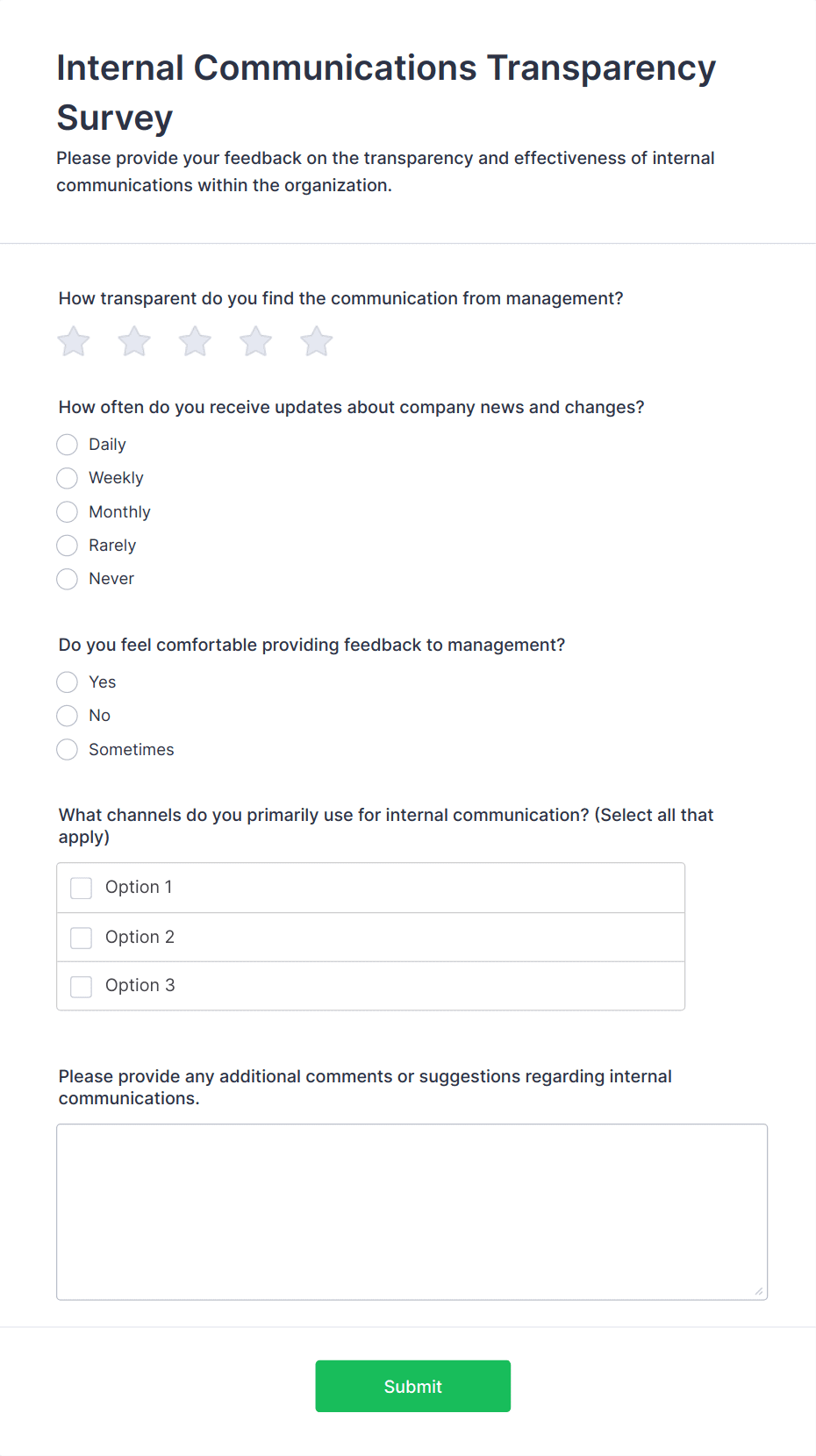 Internal Communications Transparency Survey Form Template | Jotform