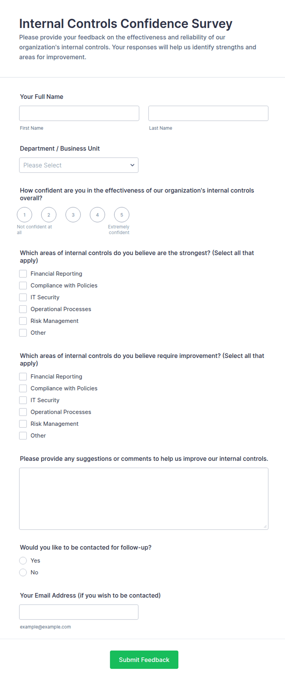 Internal Controls Confidence Survey Form Template | Jotform