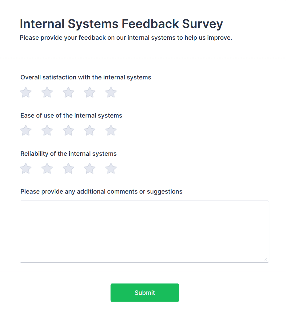 Internal Systems Feedback Survey Form Template | Jotform