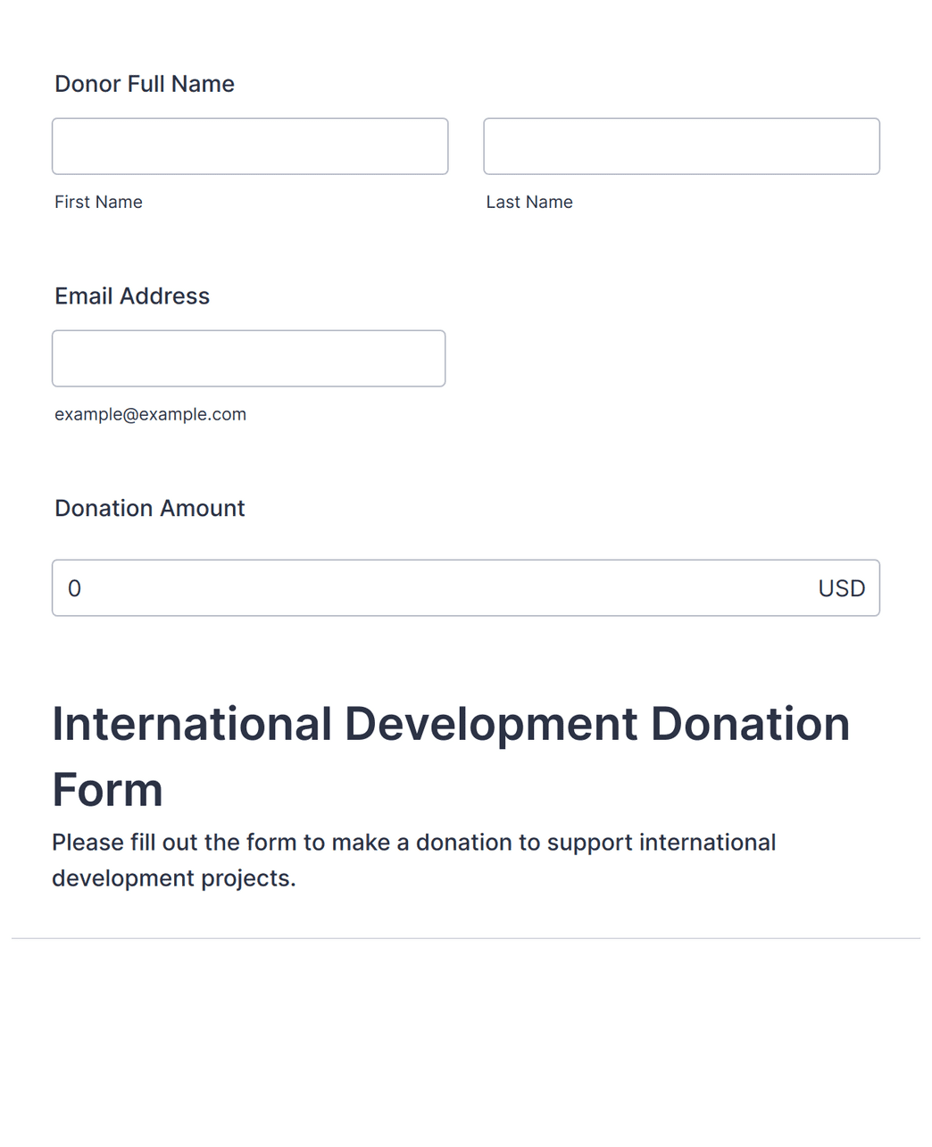 International Development Donation Form Template | Jotform