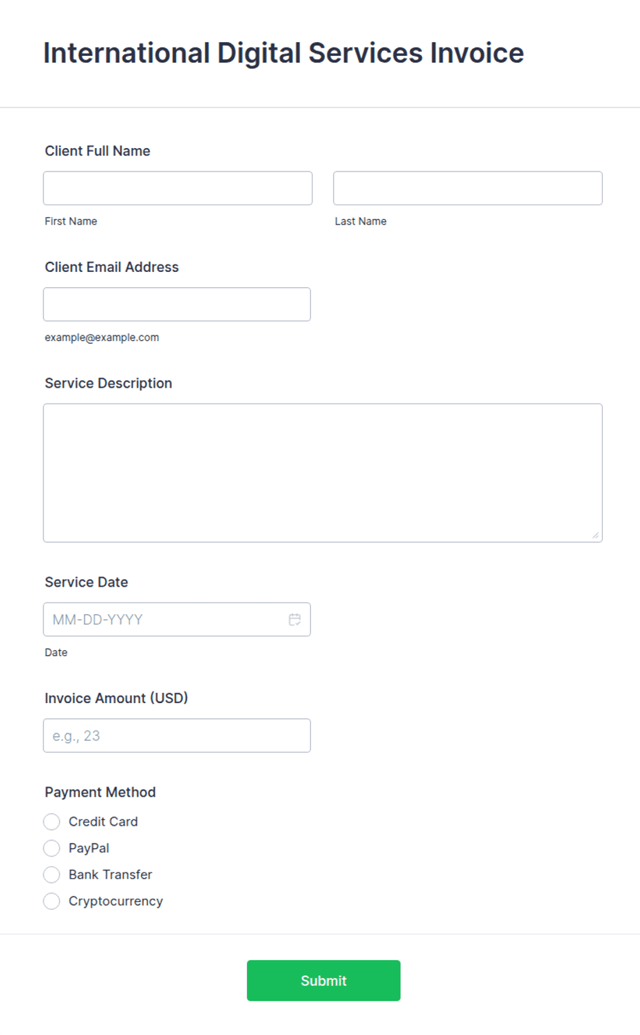 International Digital Services Invoice Form Template | Jotform