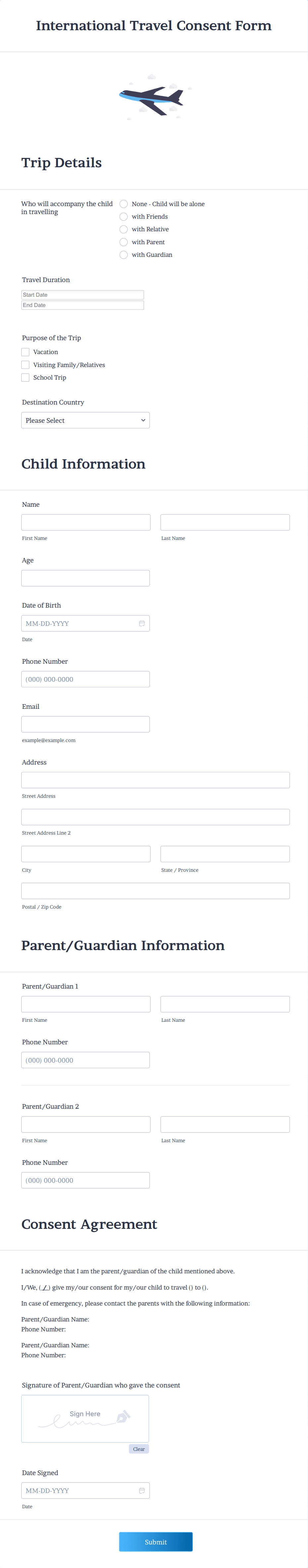 International Travel Consent Form Template | Jotform