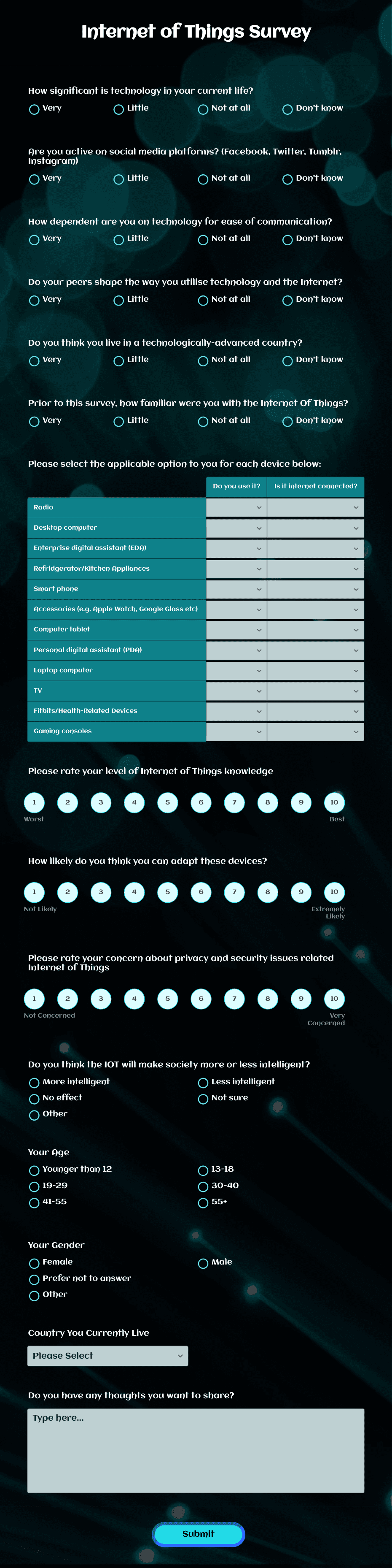 Internet of Things Survey Form Template | Jotform