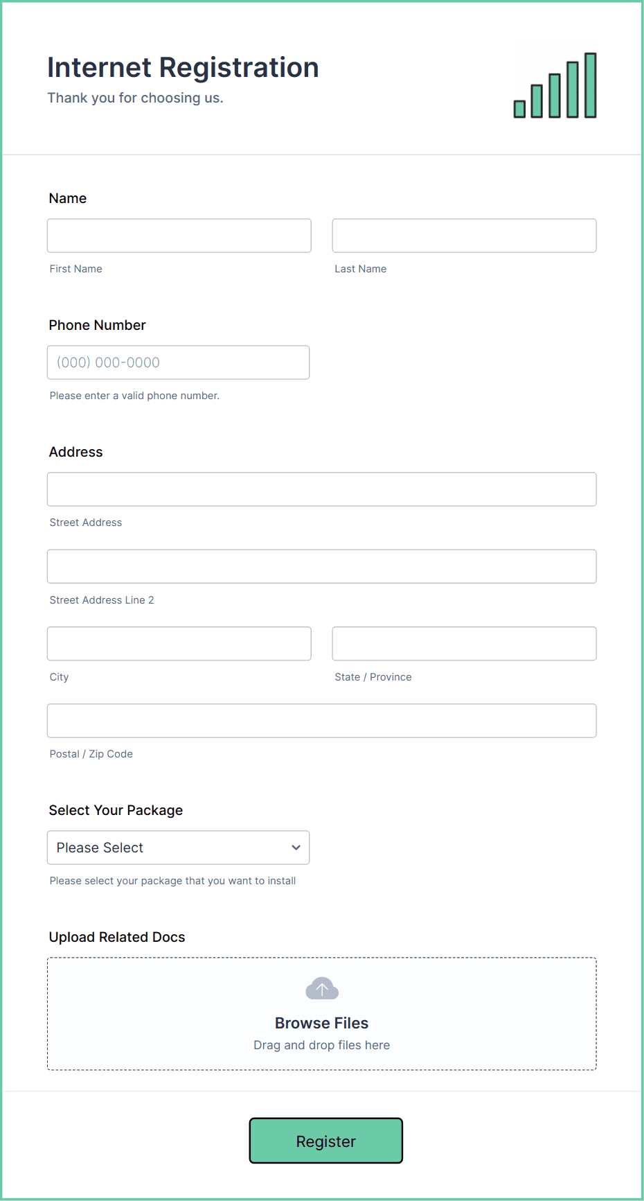 Internet Registration Form Template | Jotform