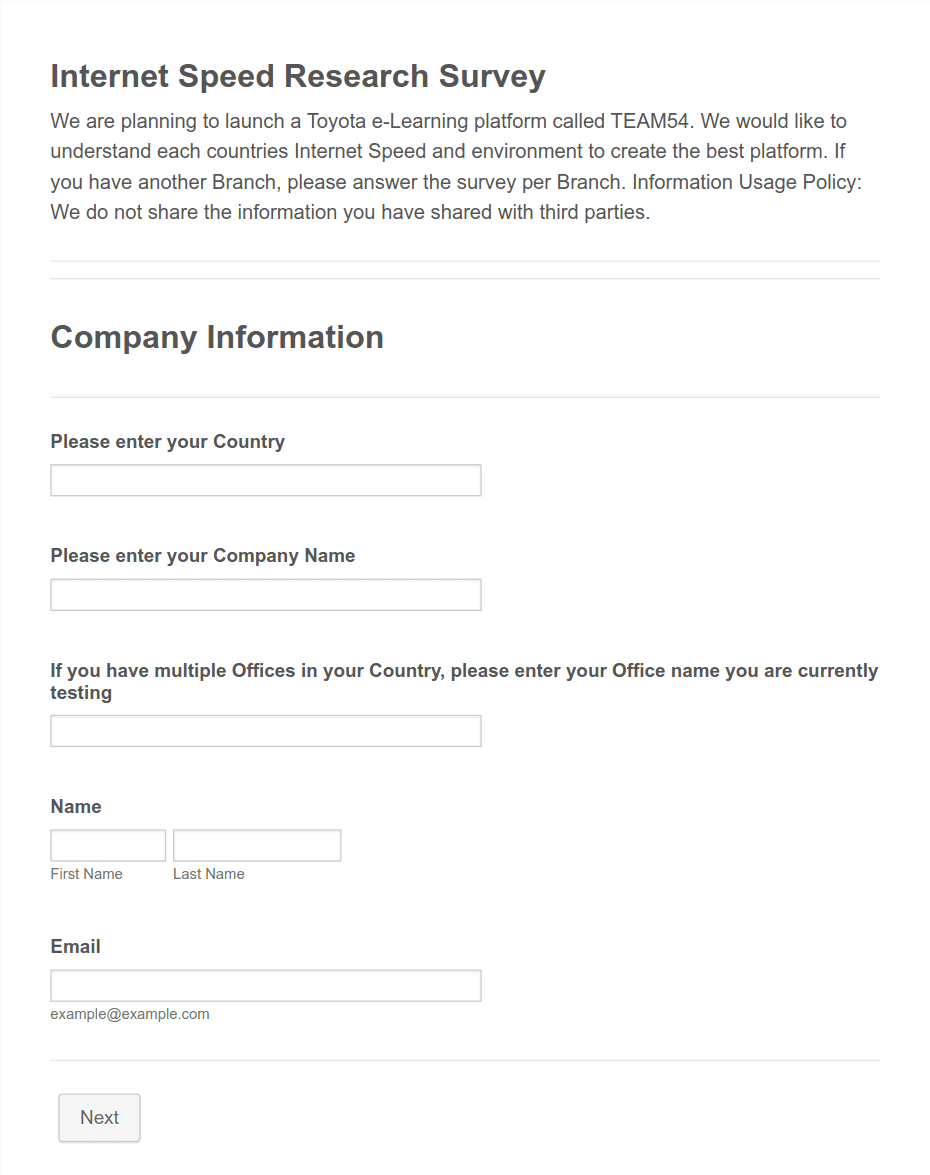 Internet Speed Research Survey 0608 Form Template | Jotform