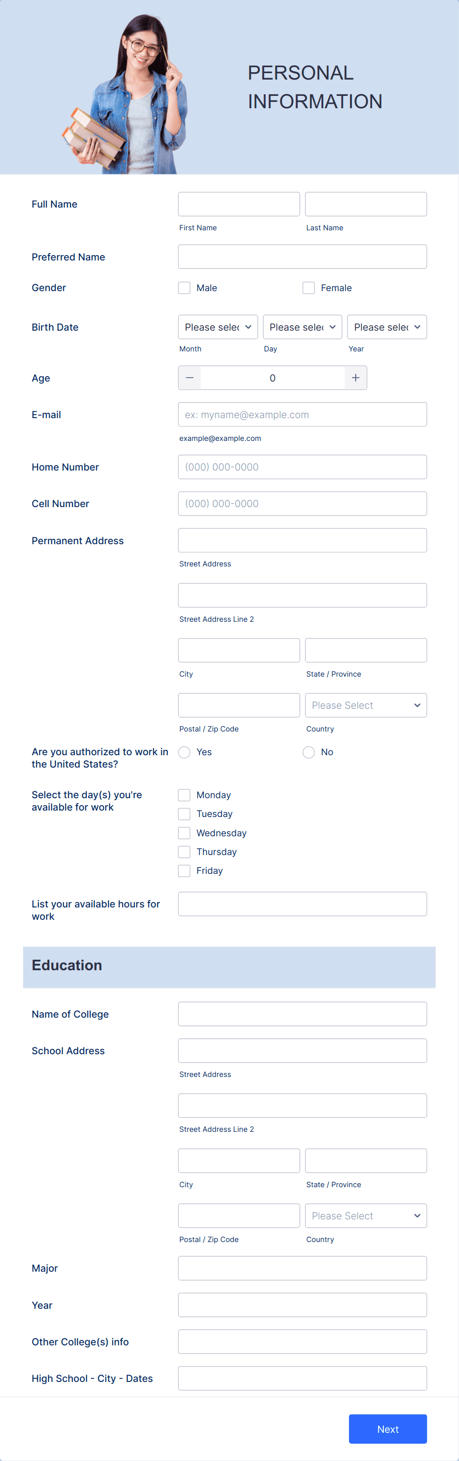 Online Internship Application Form Template | Jotform