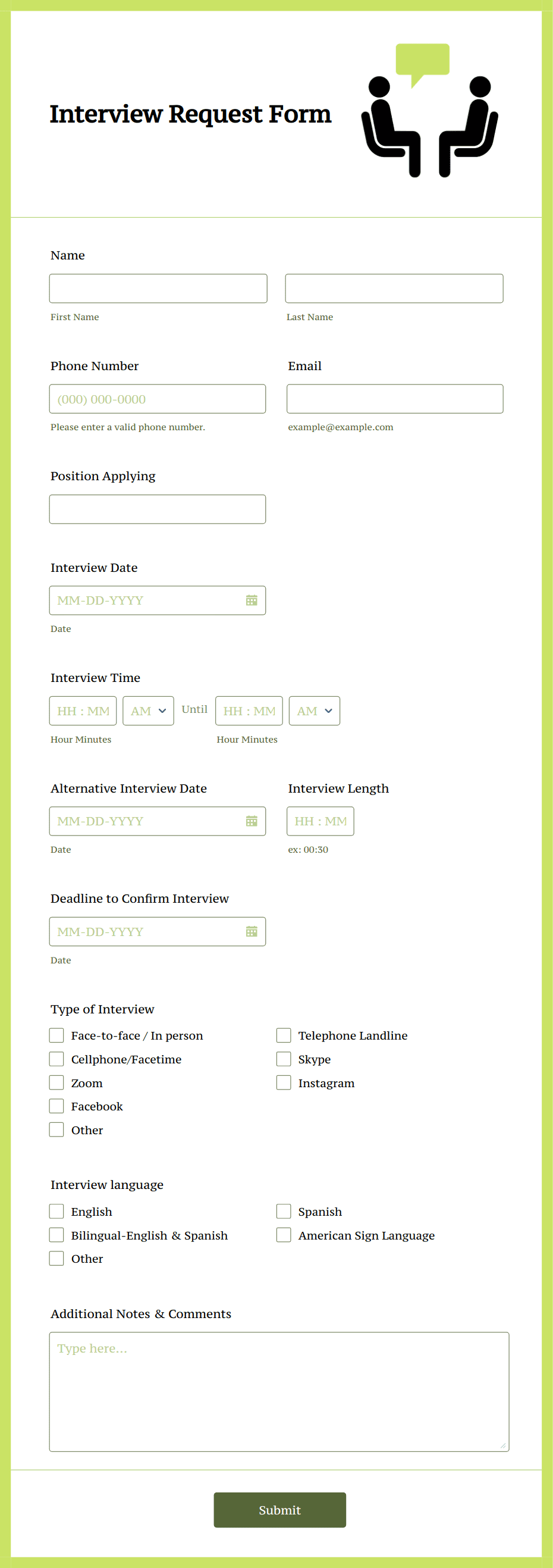 Interview Request Form Template | Jotform