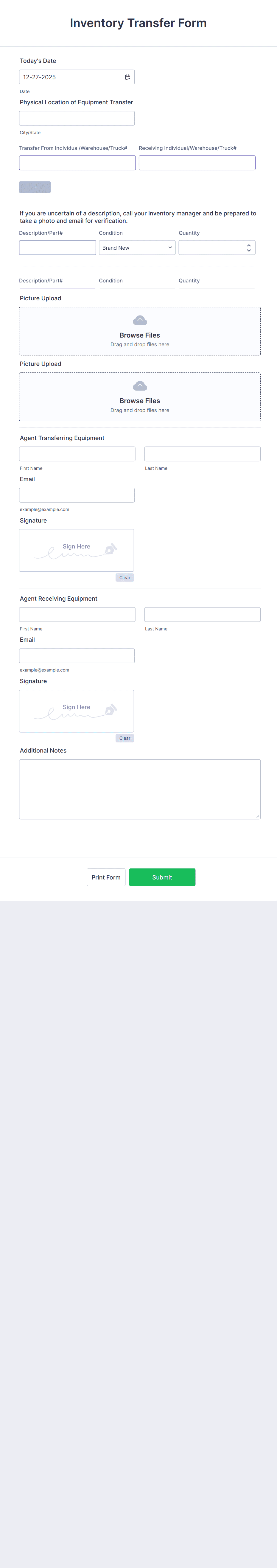 Inventory Transfer Form Template | Jotform