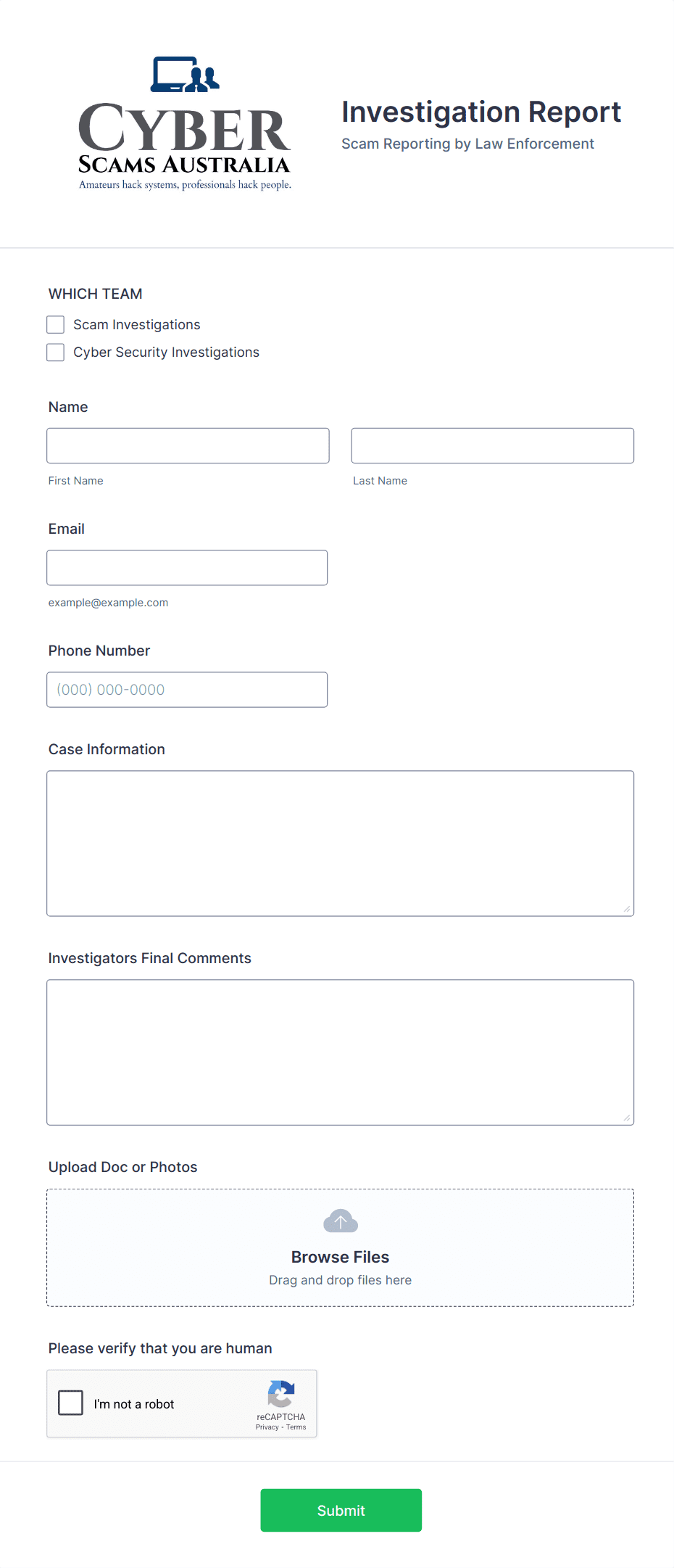 Investigations Report Form Template | Jotform