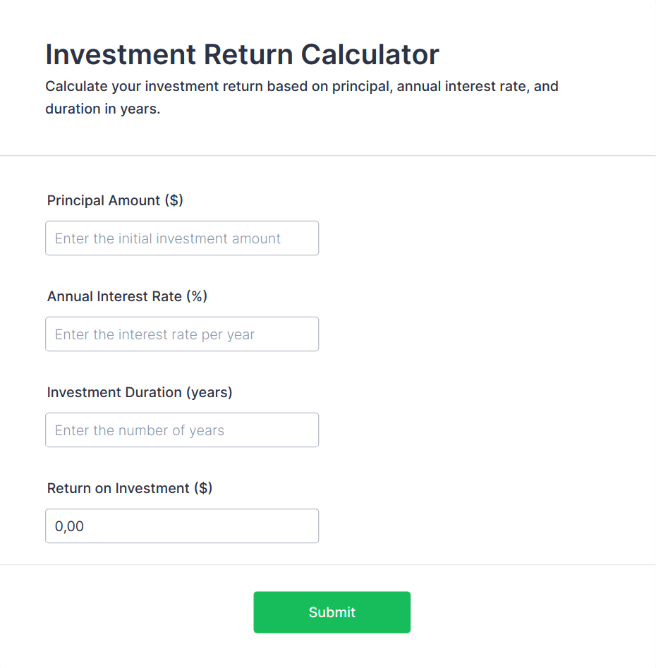 Investment Return Calculator Form Template | Jotform