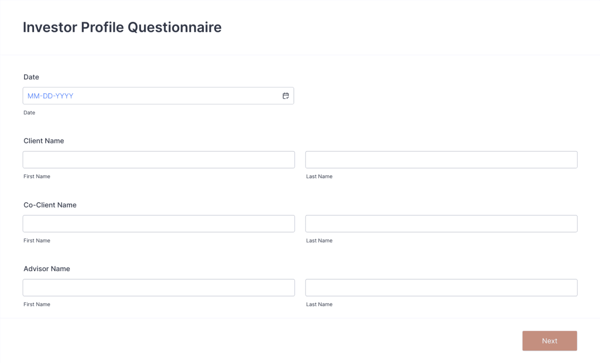 Investor Profile Questionnaire Form Template | Jotform