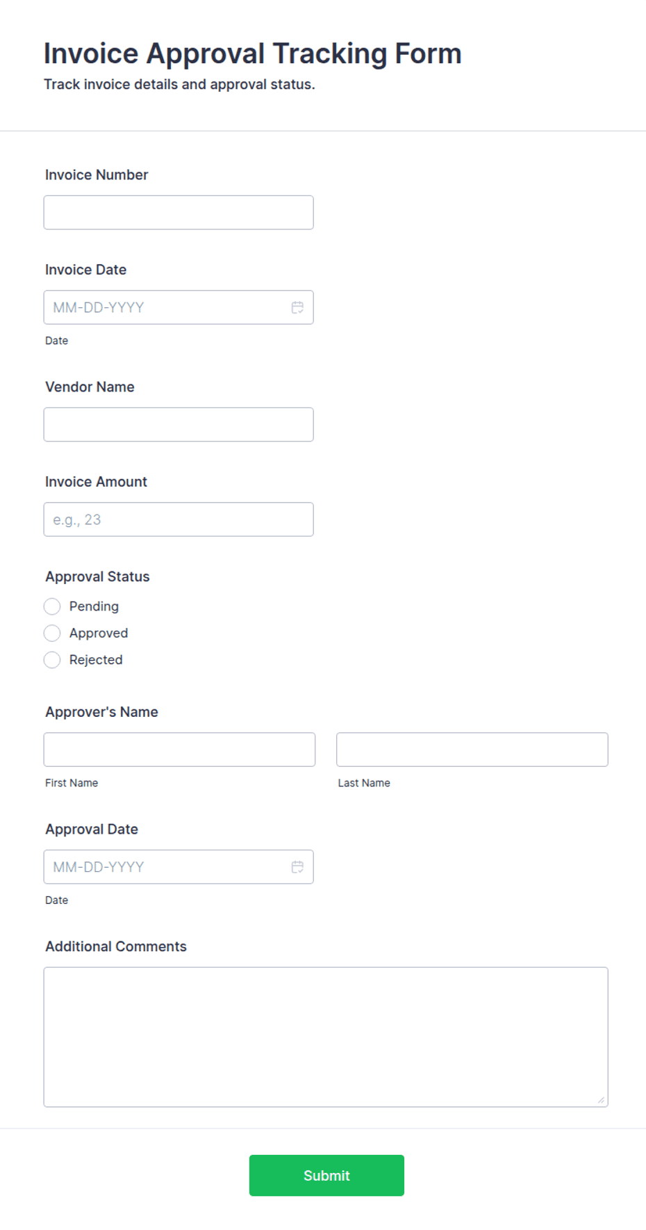 Invoice Approval Tracking Form Template | Jotform
