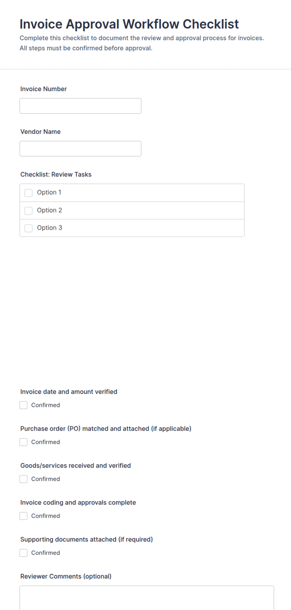Invoice Approval Workflow Checklist Form Template | Jotform