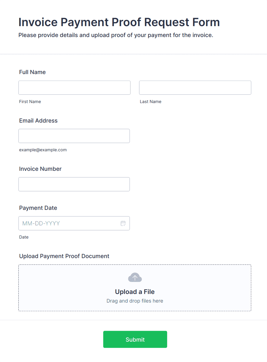Invoice Payment Proof Request Form Template | Jotform