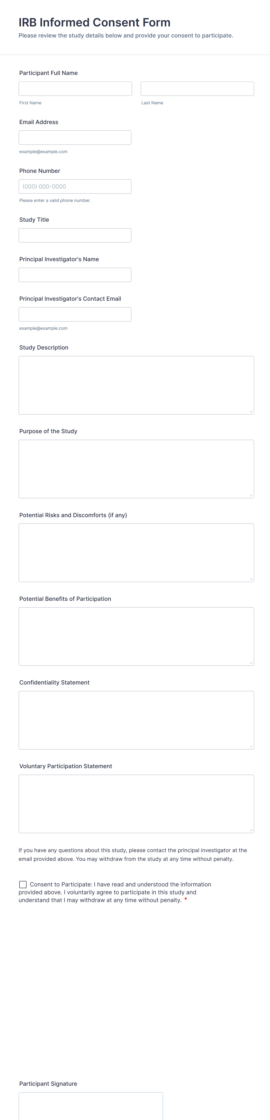 IRB Informed Consent Form Template | Jotform