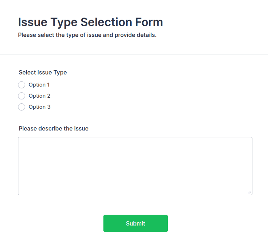 Issue Type Selection Form Template | Jotform