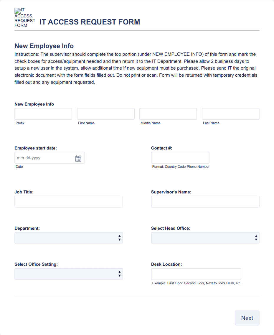 IT Access Request Form V2 Form Template | Jotform