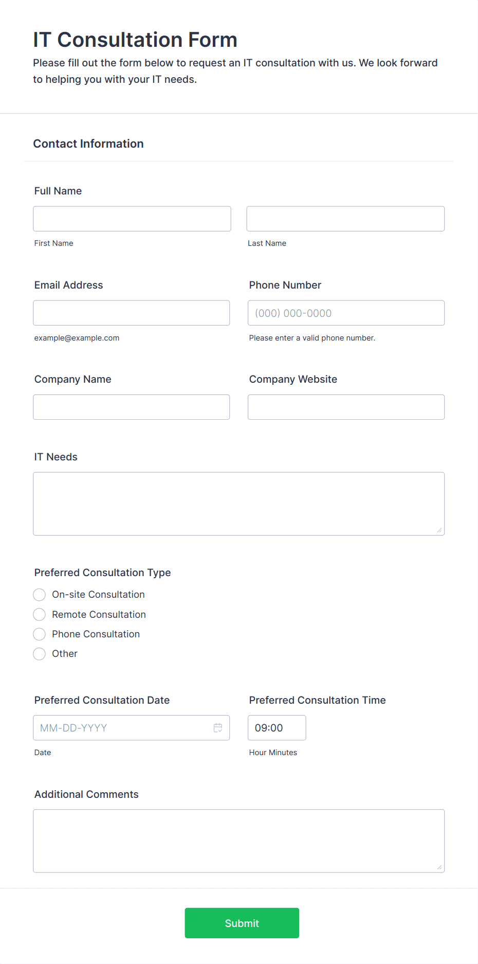 IT Consultation Form Template | Jotform