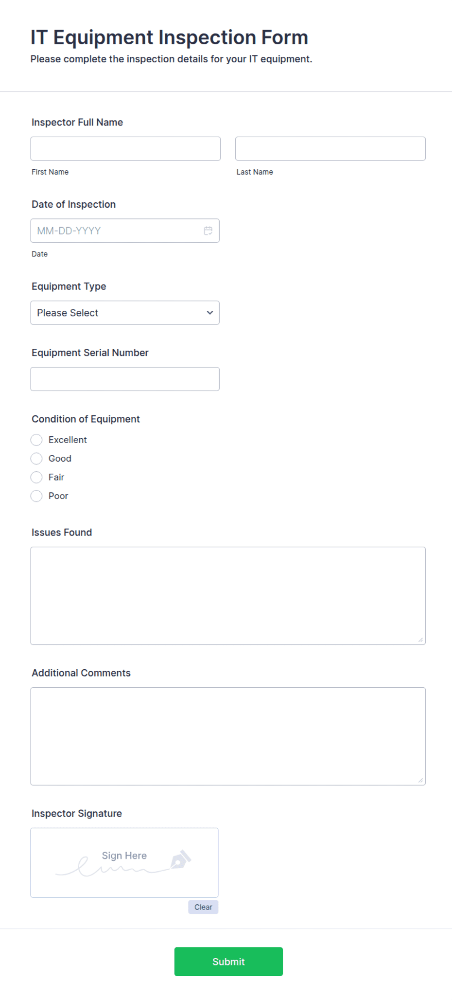 IT Equipment Inspection Form Template | Jotform