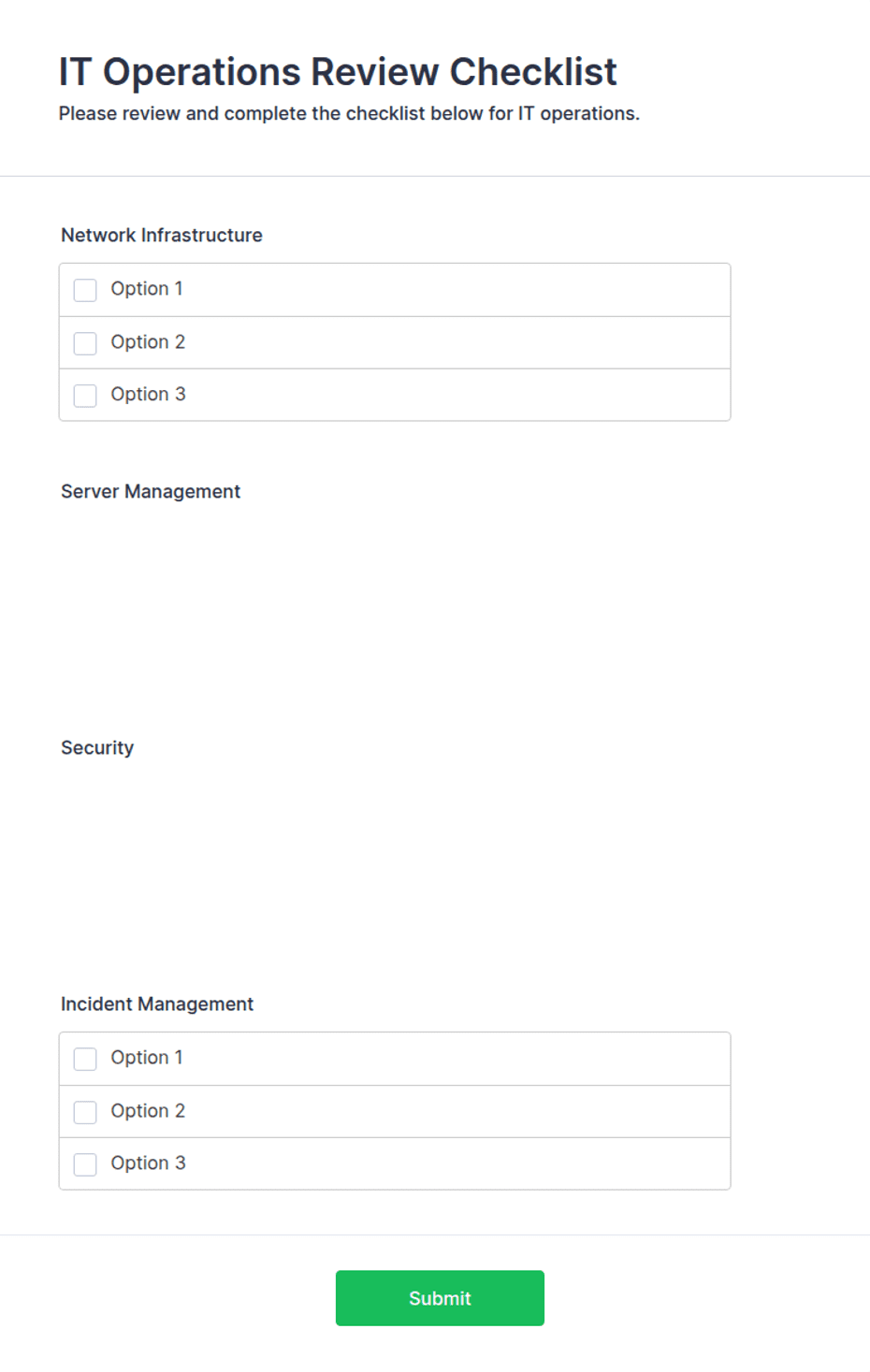 IT Operations Review Checklist Form Template | Jotform