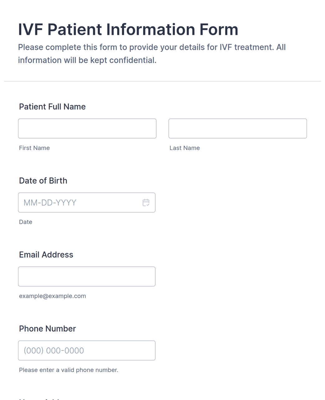IVF Patient Information Form Template | Jotform