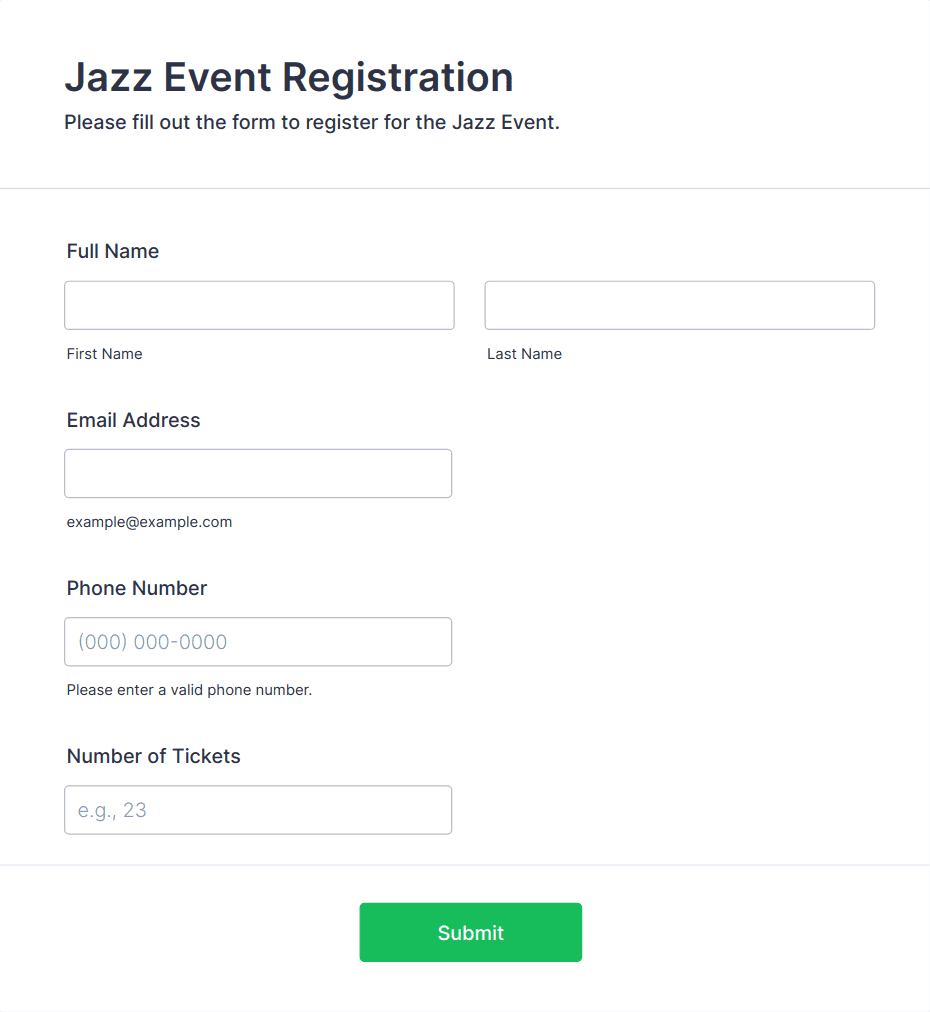 Jazz Event Registration Form Template | Jotform