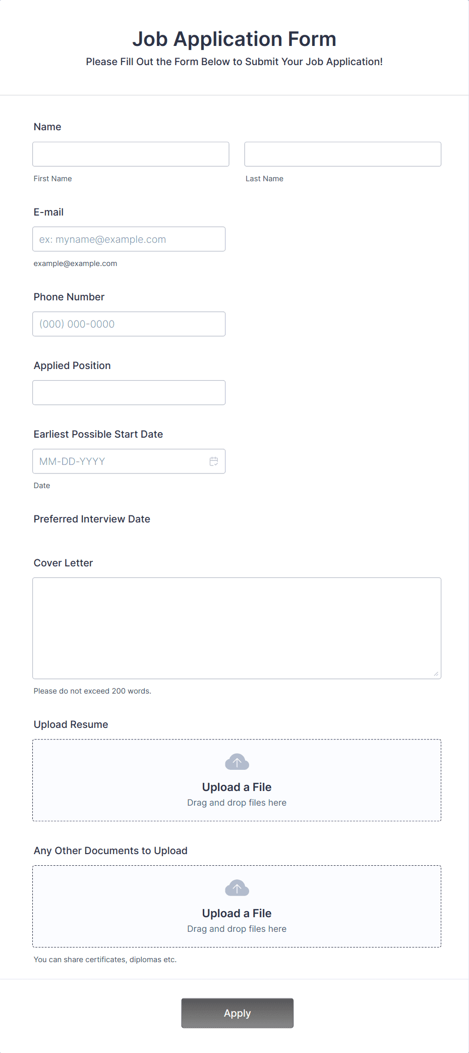 Online Job Application Form Template | Jotform