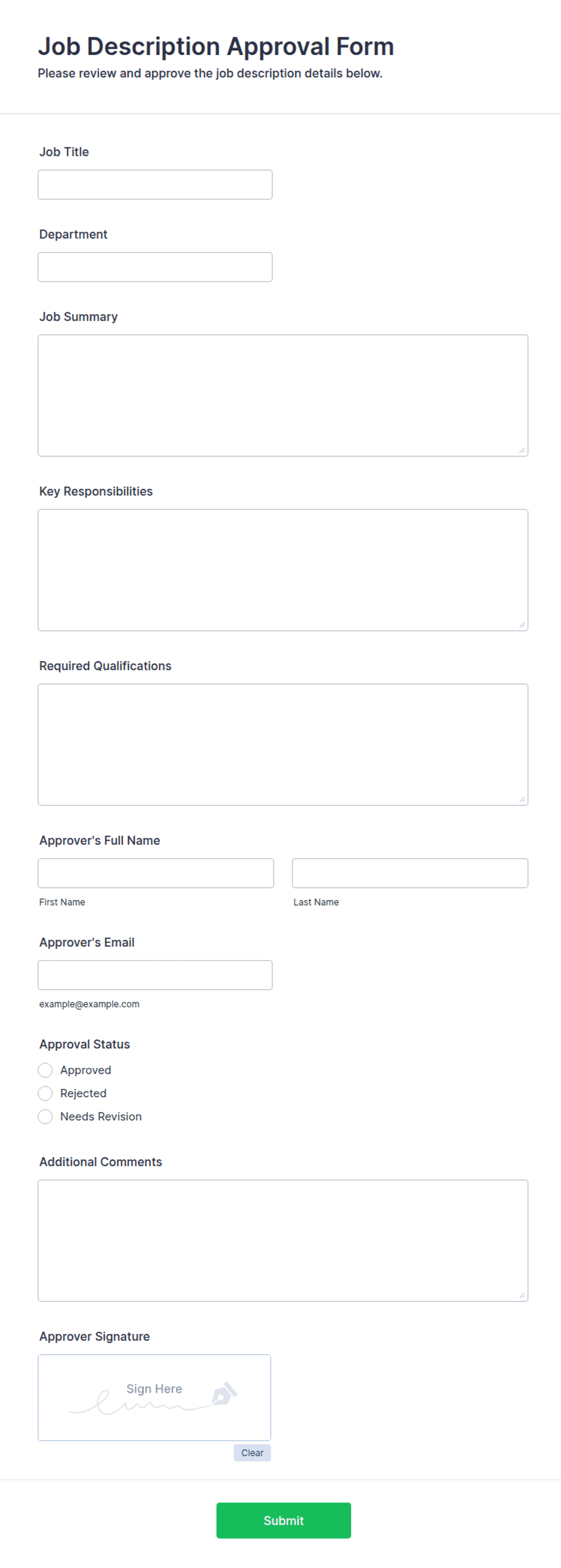 Job Description Approval Form Template | Jotform