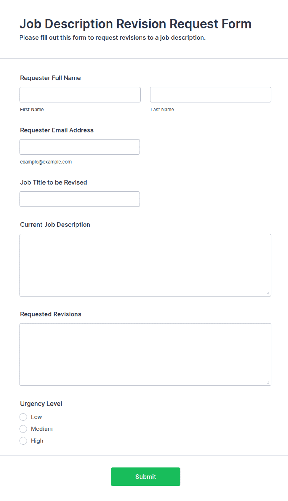 Job Description Revision Request Form Template | Jotform
