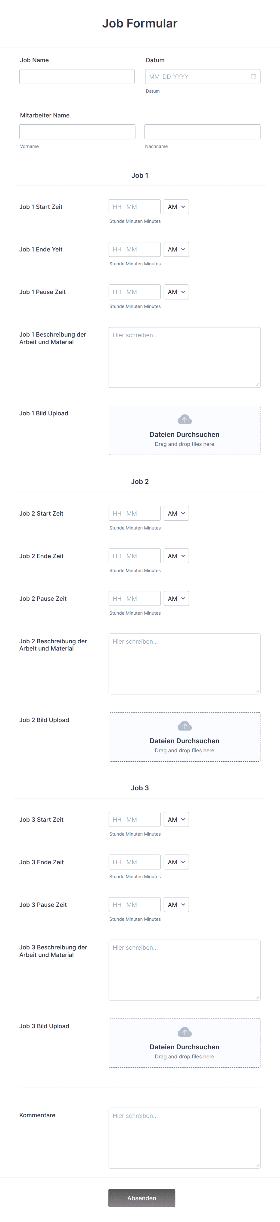 Job Formular Formularvorlage | Jotform