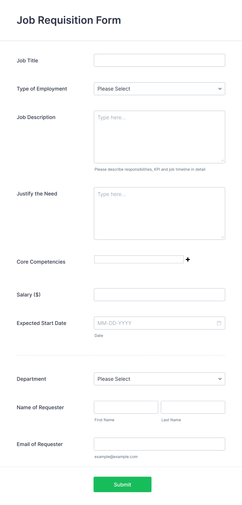 Job Requisition Form Template | Jotform