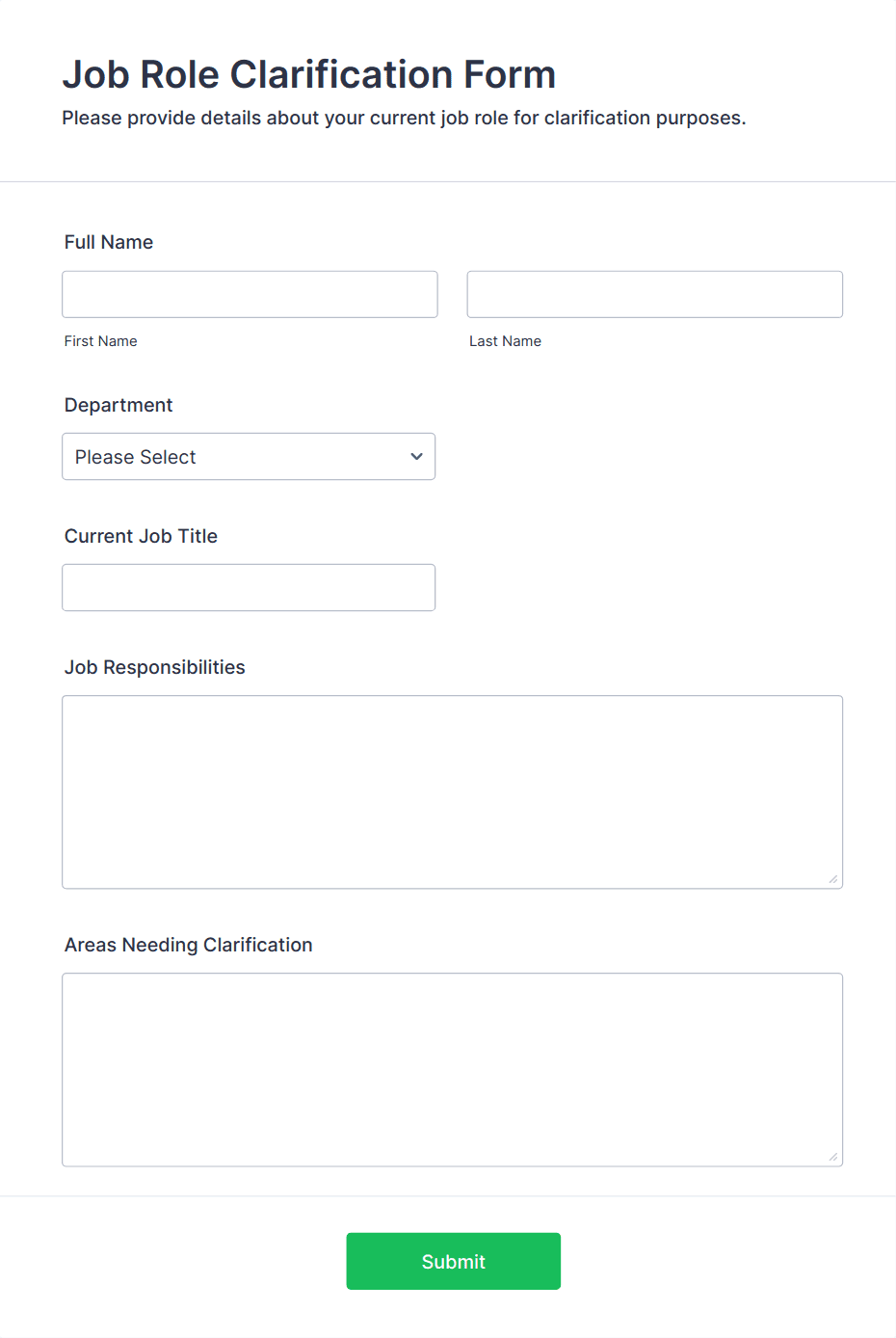 Job Role Clarification Form Template | Jotform
