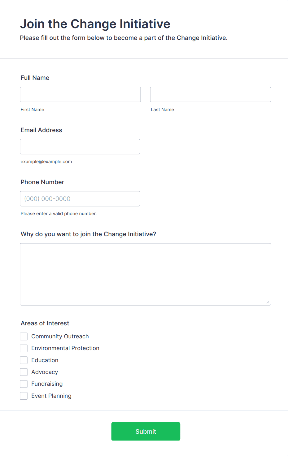 Join the Change Initiative Form Template | Jotform