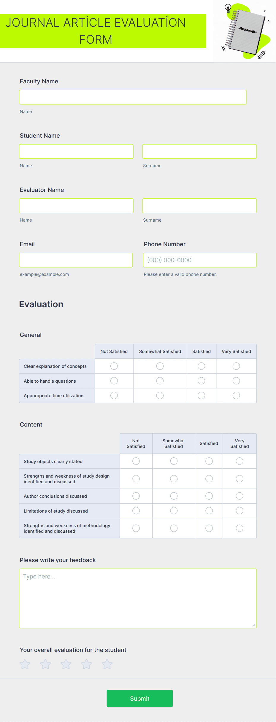 Journal Article Evaluation Form Template | Jotform