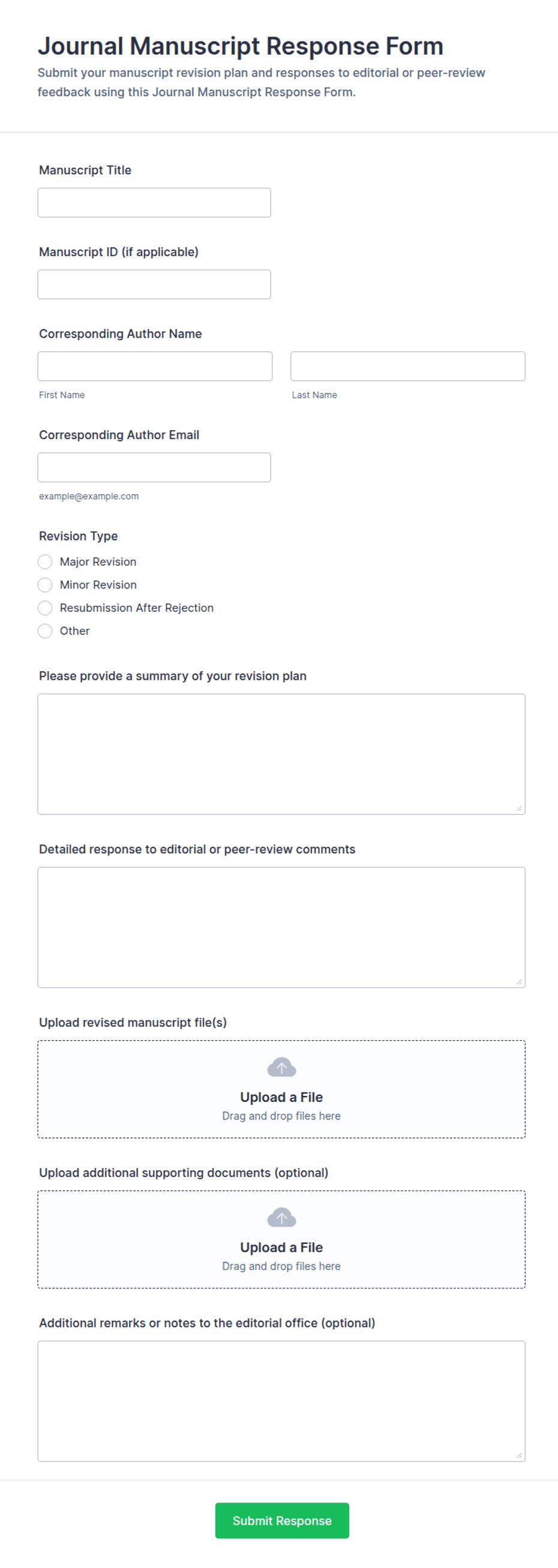 Journal Manuscript Response Form Template | Jotform