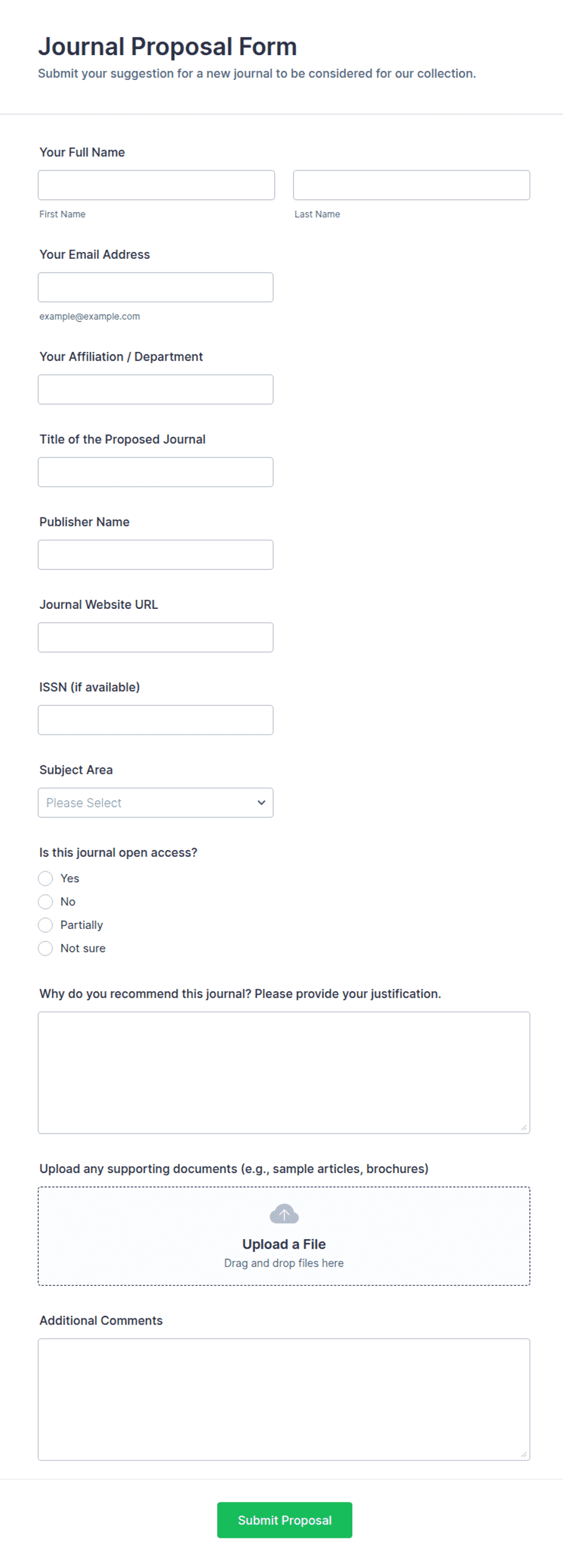 Journal Proposal Form Template | Jotform
