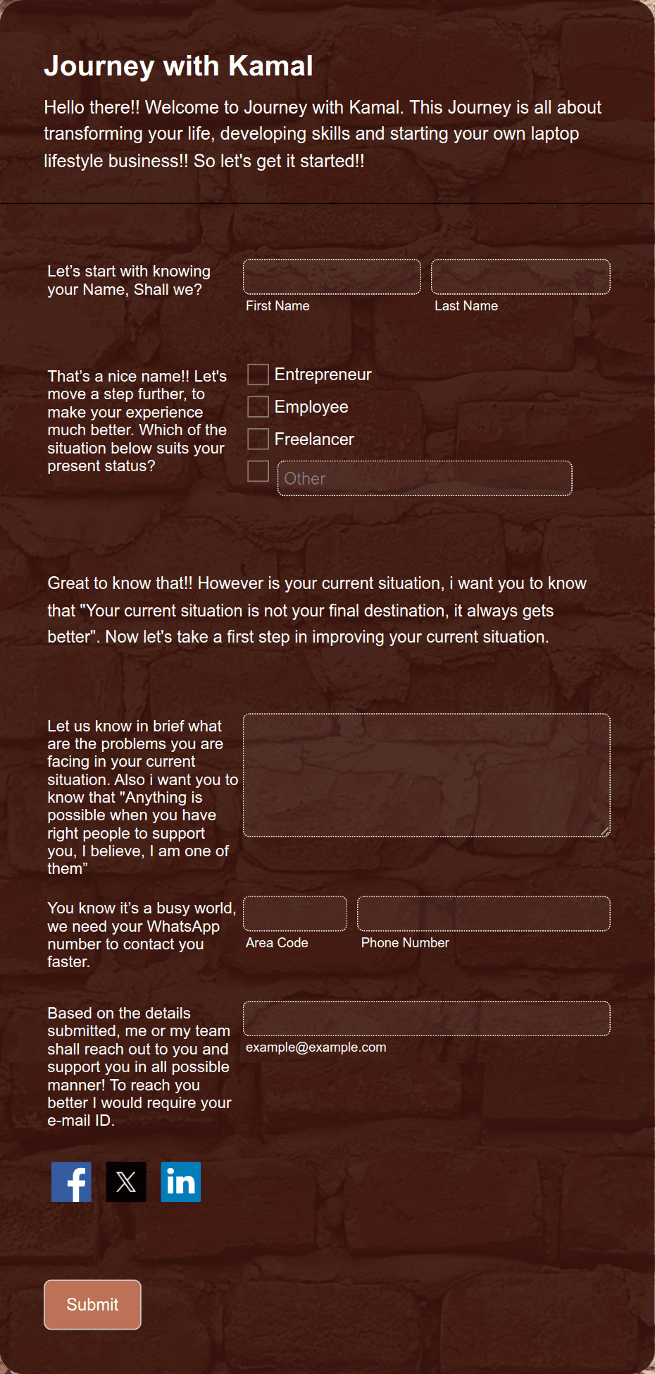 Journey with Kamal Form Template | Jotform
