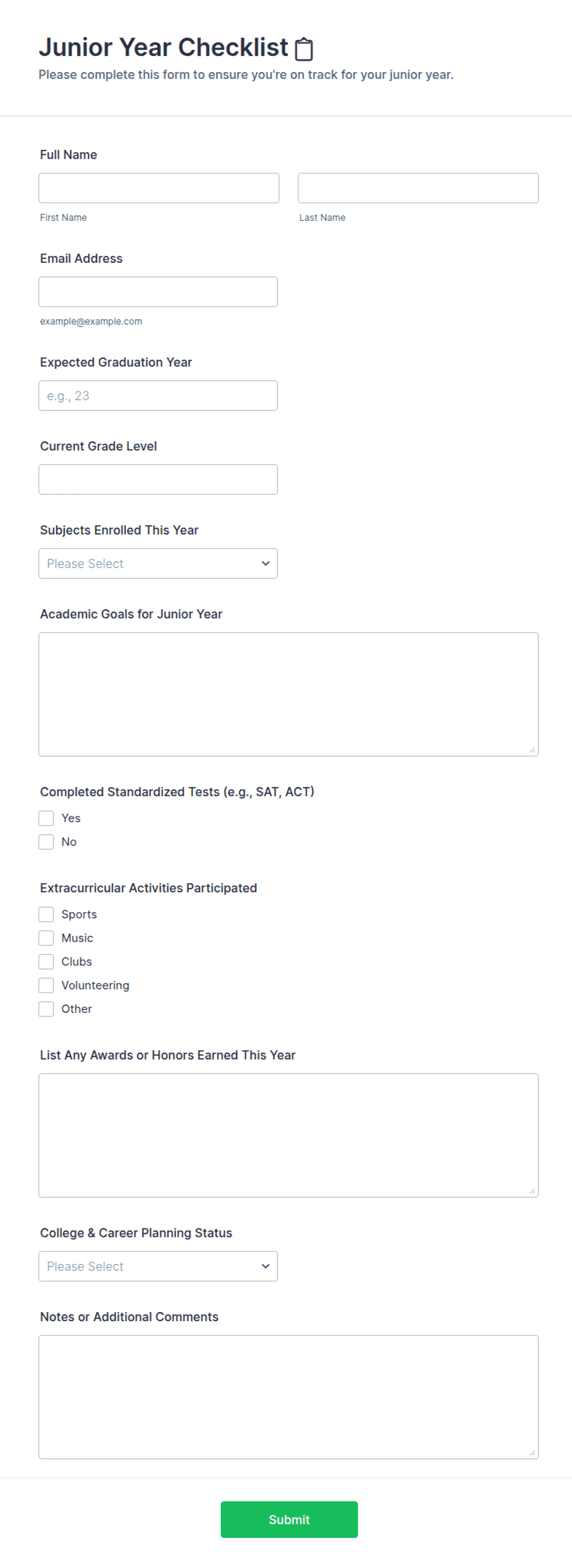 Junior Year Checklist 📋 Form Template | Jotform