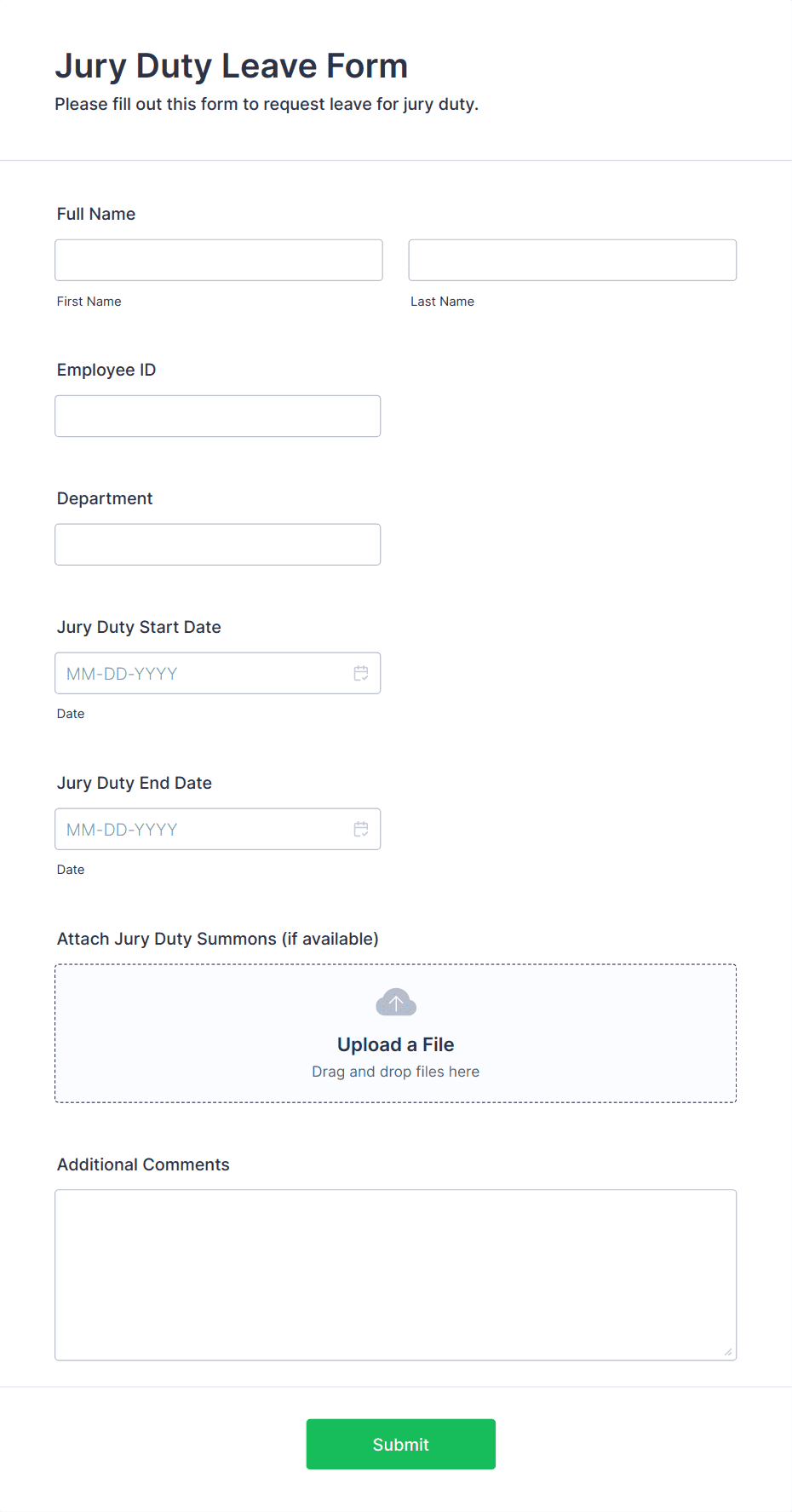 Jury Duty Leave Form Template | Jotform