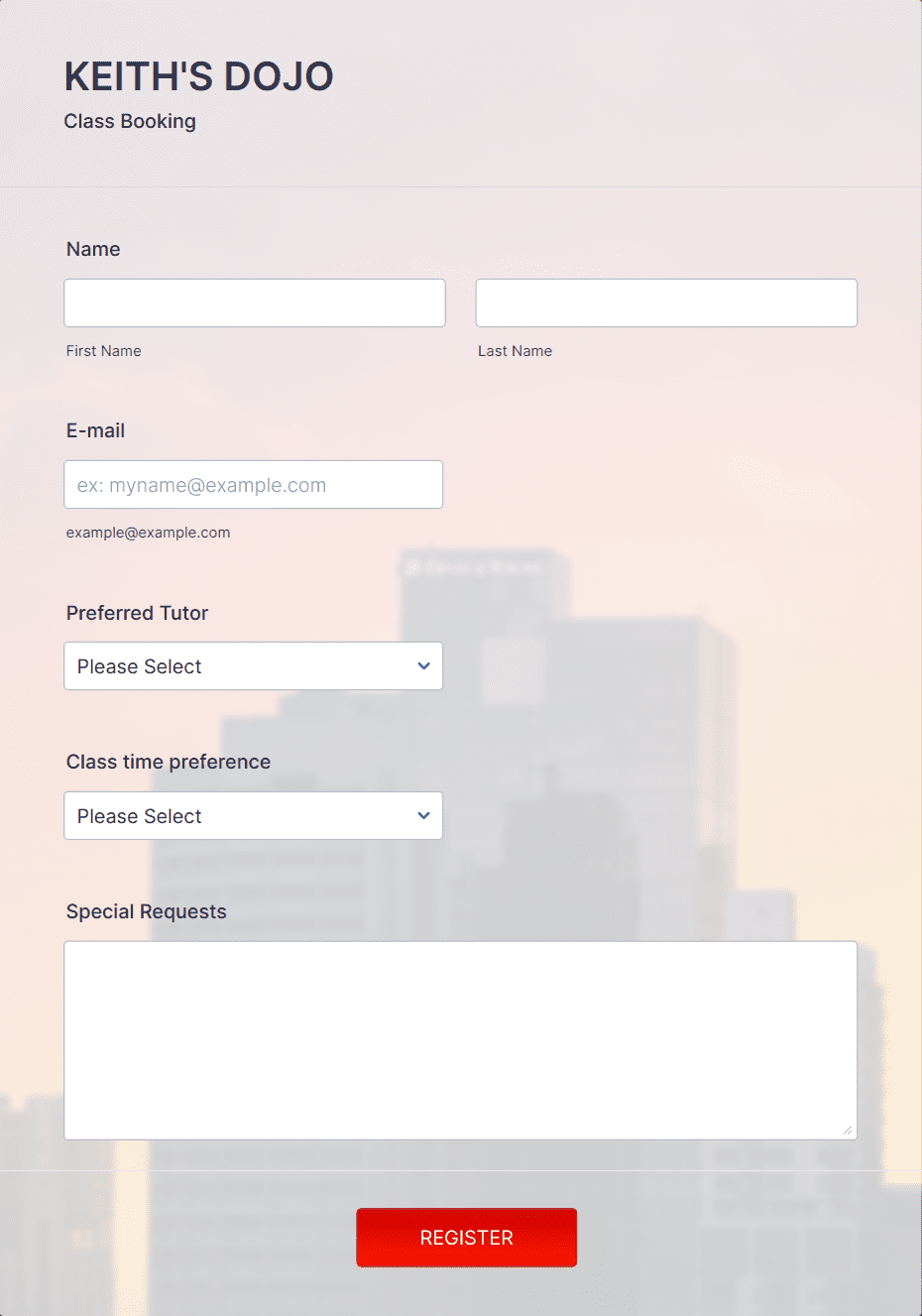Karate Booking Form Template | Jotform