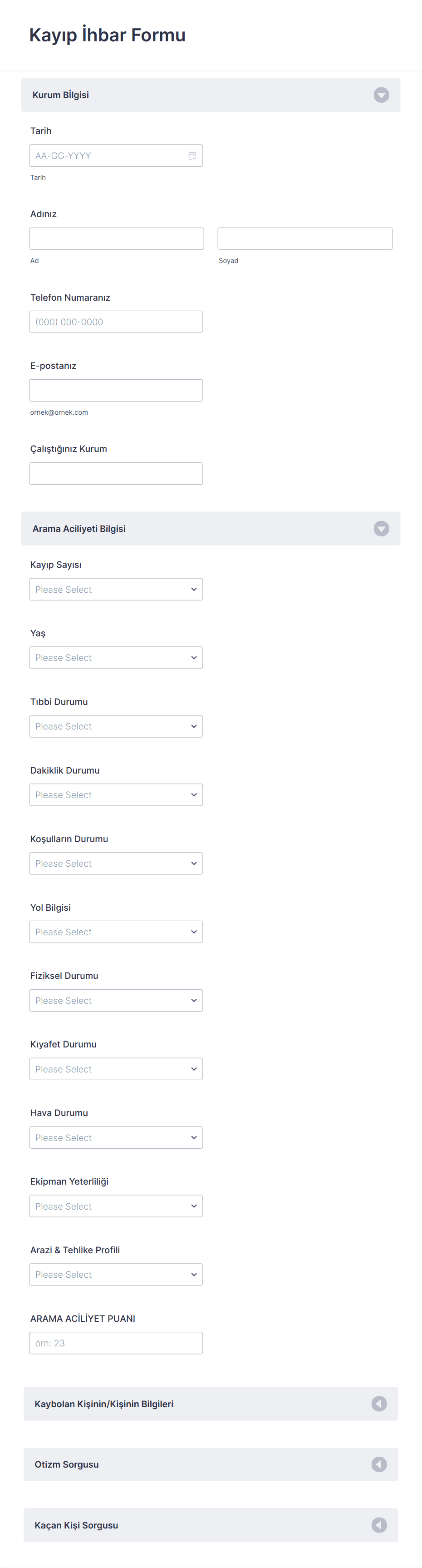 Kayıp İhbar Form Şablonu | Jotform