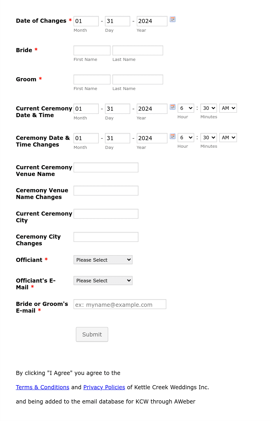 Wedding Ceremony Contract Form Template | Jotform