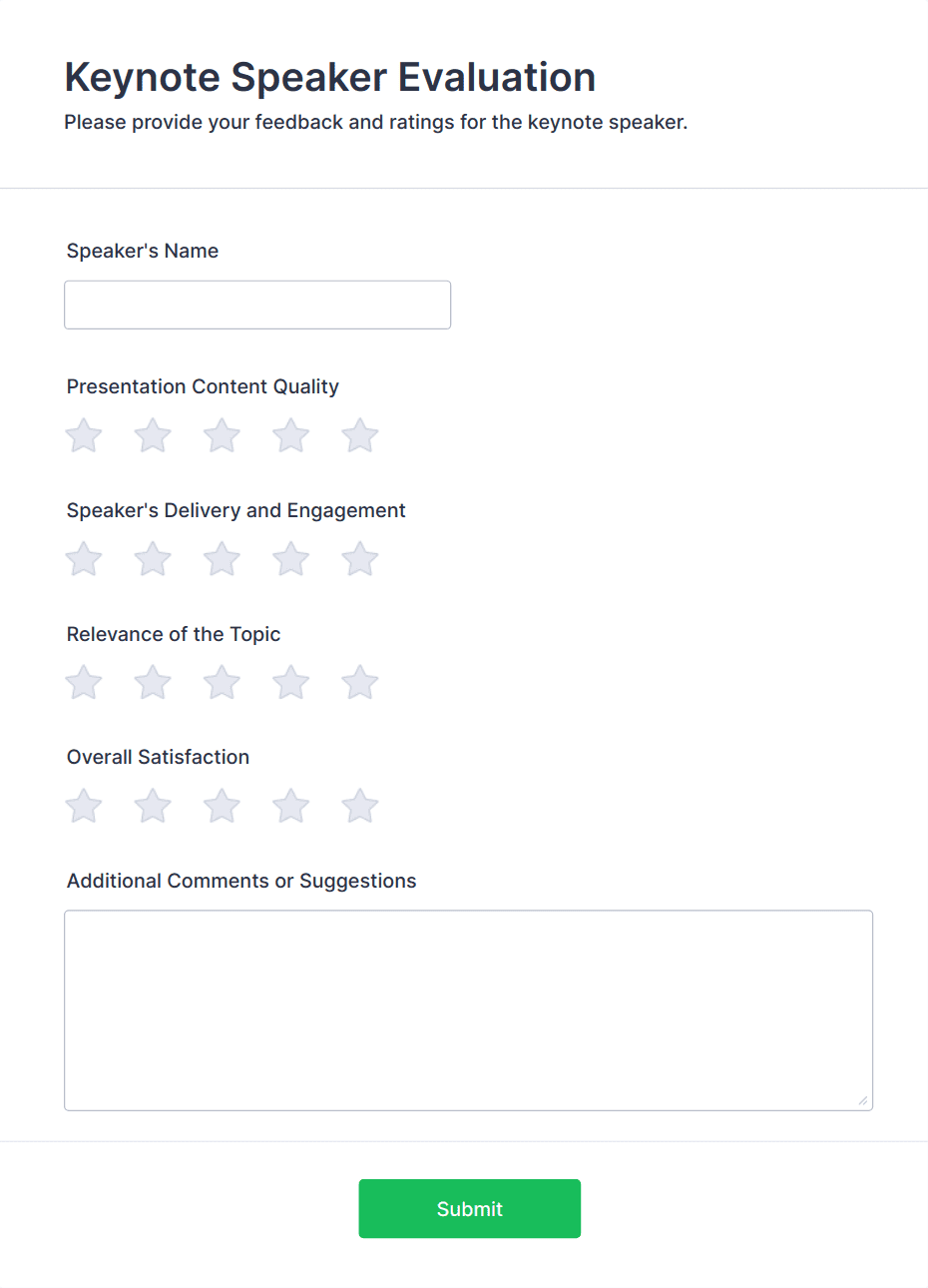 Keynote Speaker Evaluation Form Template | Jotform