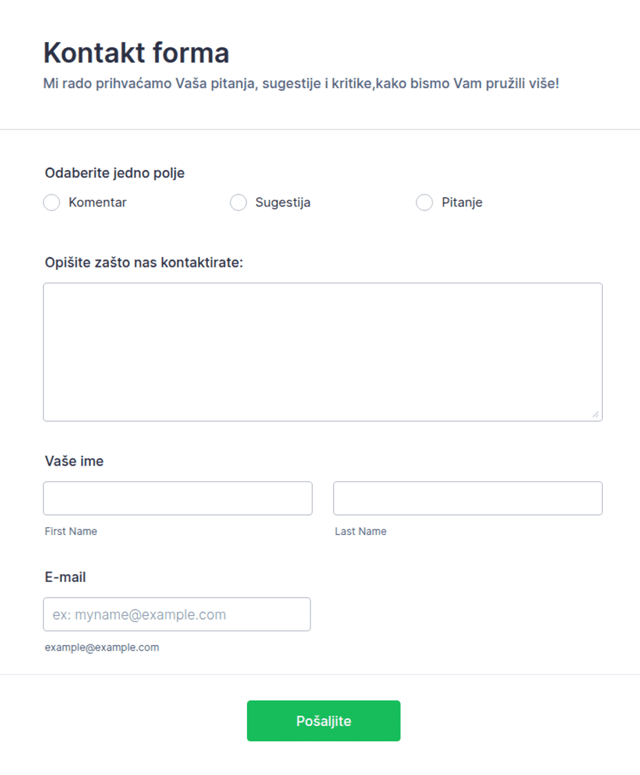 Kontakt forma | Jotform