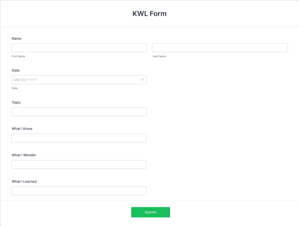 KWL Form Template | Jotform