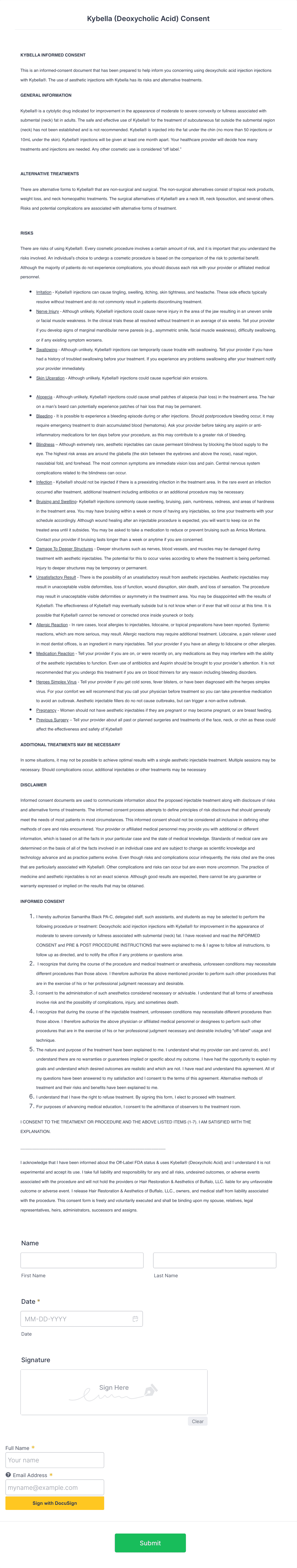 Kybella Consent Form Template | Jotform