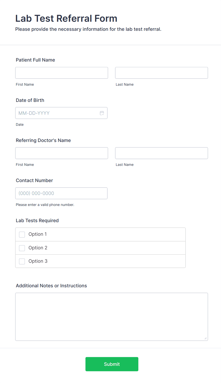 Lab Test Referral Form Template | Jotform