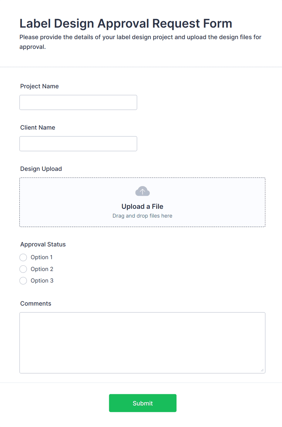 Label Design Approval Request Form Template | Jotform