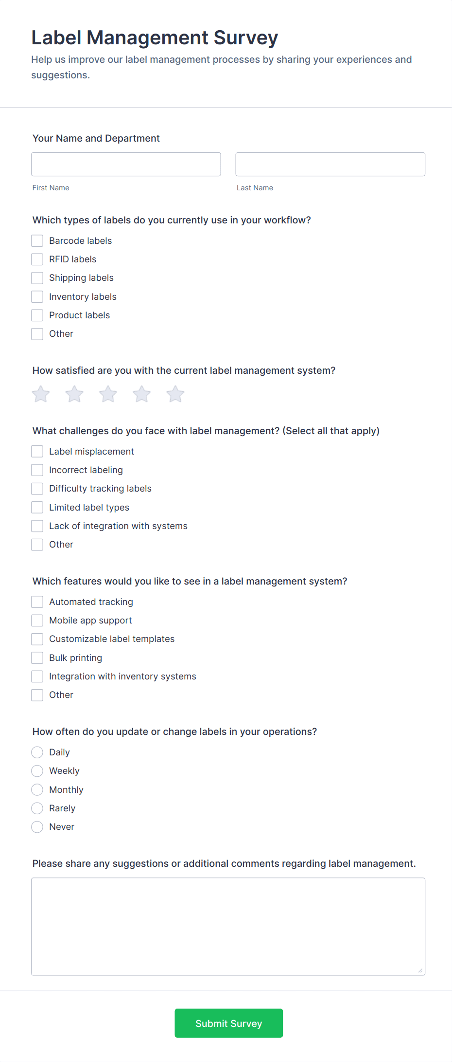 Label Management Survey Form Template | Jotform